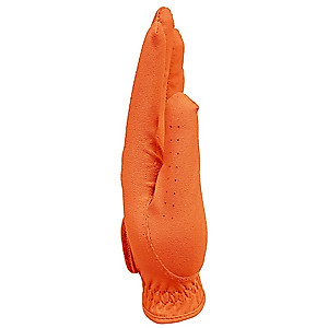 XEIRPRO Premium 4 Pack All Weather Golf Gloves for Men Worn On Right Hand for Left Handed Golfer- Comfort and Secure Fit Ultra Grip Leather Soft Flexibility (Small, Orange)