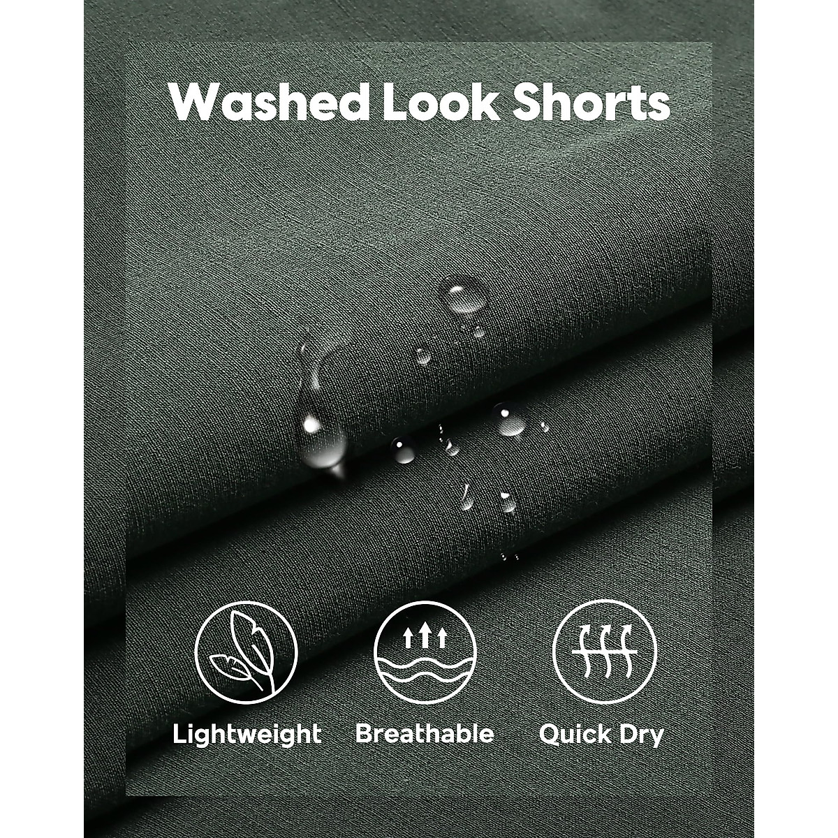 maamgic Men's 5 inch Inseam Shorts Pull-On Relaxed Fit Comfort Stretch Short Shorts with Pocket Washed Green Medium