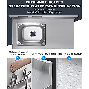Commercial Sink Single Bowl Utility Sink Stainless Steel Freestanding Sink with Workbench and Storage Shelves with Drainer Unit and Tap for Kitchen Restaurant Farmhouse Laundry. (Color : Cold alone R