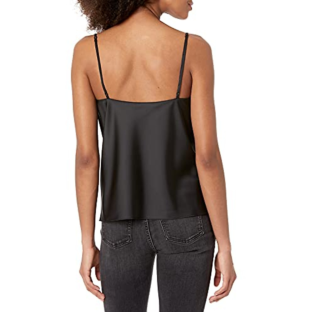 The Drop Women's Christy Cowl Neck Cami Silky Stretch Top Shirt, -Black, M