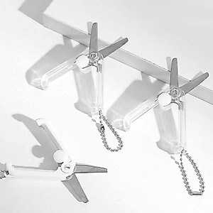 2pcs White Folding Scissors Foldable Funny Telescopic Cutter Pocket Portable Suspend Travel Scissors Crafting, Mini Scissor Scrap booking, Sewing with Key chain for Cutting, Scissors