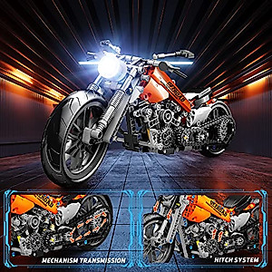 HOGOKIDS Motorcycle Building Block Set - 436 PCS Collectible Motorcycle Display Model, STEM Tech Motorbike Toy Collection Brick Kit, Birthday Gift for Adults Kids Boys Ages 6 7 8 9 10 11 12+ Years Old