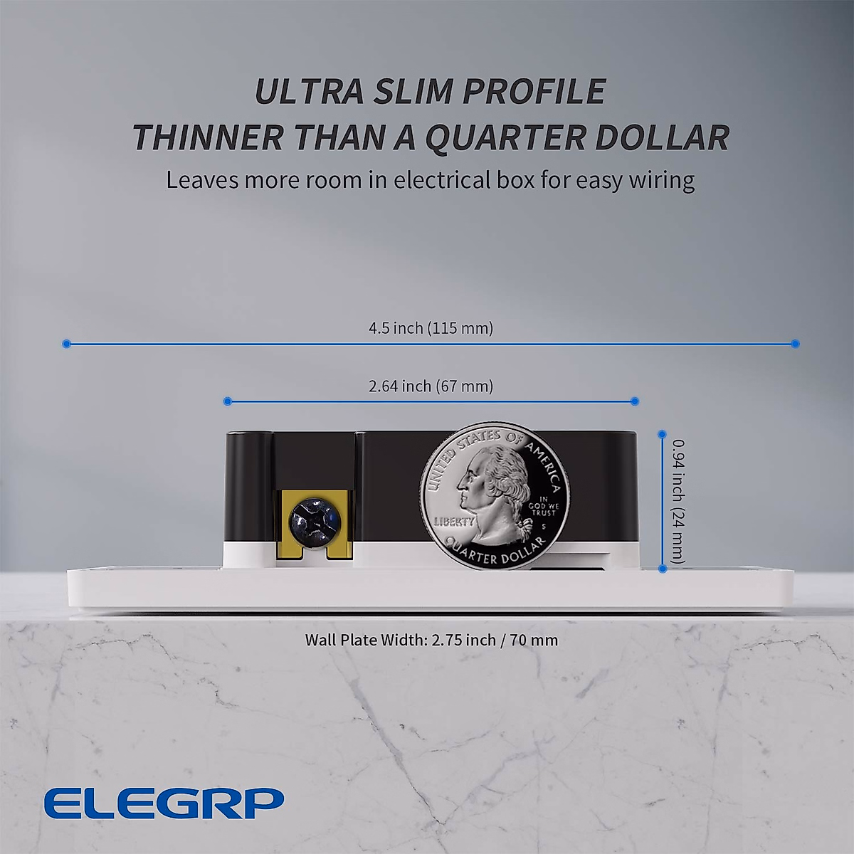 ELEGRP Digital Dimmer Light Switch for 300W Dimmable LED/CFL Lights and 600W Incandescent/Halogen, Single Pole/3-Way LED Slide Dimmer Light Switch, Wall Plate Included, UL Listed, 10 Pack, Matte White