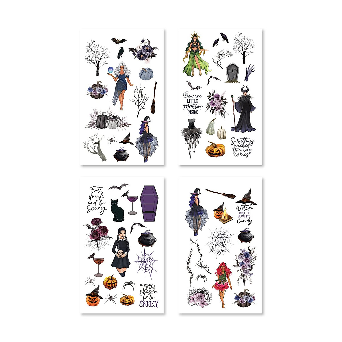 Rongrong Halloween Theme Sticker Book for Planners, Calendars, Journals and Projects – Premium Quality Hand Drawn Perfect for Adding Hocus Pocus to your schedule – Scrapbook Accessories – 24 Sheets