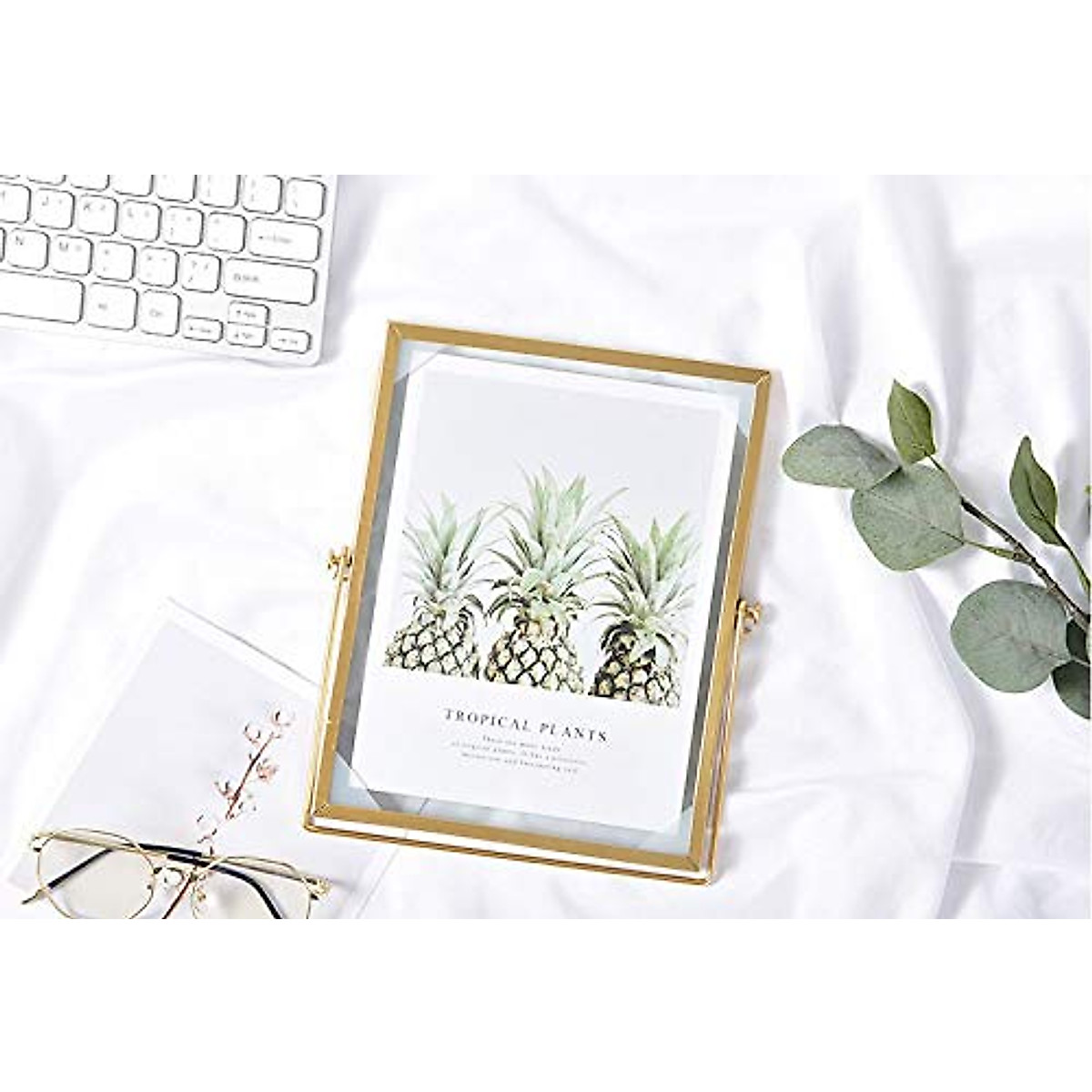 Set of 3 Glass Photo Frame Collection Simple Metal Geometric Vintage Style Antique Gold Picture Frames Gold (Metal01, 3pcs)