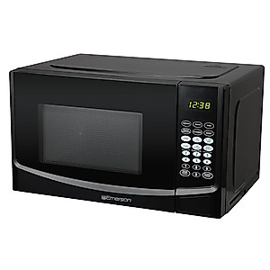 Emerson MW9255B Countertop Microwave Oven, 6 Pre-Programmed Settings, Removable Glass Turntable and Child Safety Lock, 0.9 Cu ft, 900W, Black