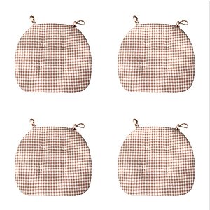 Happiness Decoration Polyester & Cotton Dining Chair Pads with Ties Set of 4 All Seasons Living Room, Office, Kitchen Chair Seat Cushions (Pink), 17.7''Lx16.5''W