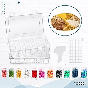 96 Slots Plastic Seed Storage Organizer Box, Seed Storage Box for Gardening Transparent Seed Storage with Label, Diamond Art Storage Containers