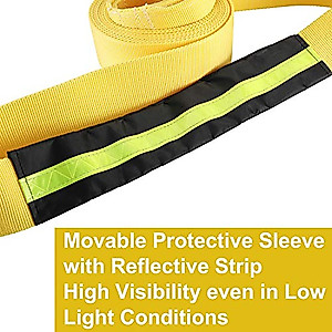 NovelBee 3" x 20' Heavy Duty Recovery Tow Strap,Emergency Off Road Towing Rope with Green Fluorescent Protective Sleeve