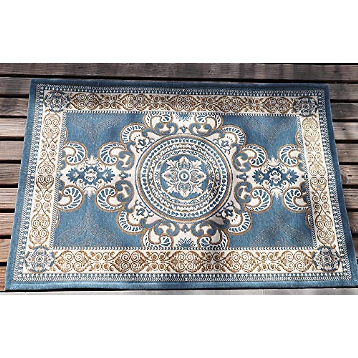 CHICHIC 36 x 24 Inch Indoor Door Mat for Home Entrance, Floor Mats for House Front Door Mat Indoor Inside Outdoor Outside Entryway Rugs Indoor Welcome Mat Anti-Slip Rubber Back Low Profile, GrayBlue