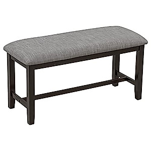 OYN 6-Piece Kitchen Room Sets, Wooden Rectangular Table with 4 Cushion Dining Chairs and Padded Bench,Espresso