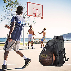 adorence Basketball Backpack with Ball Compartment(Ball Net, Water Resist) Soccer Bag/Volleyball Backpack- Black