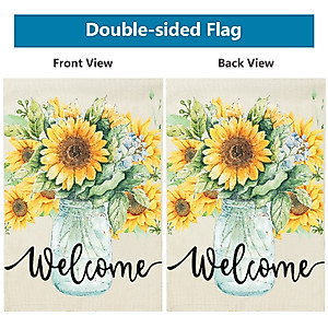 Spring Garden Flags, Welcome Floral Garden Flag, Easter Garden Flag, Seasonal Yard Flags House Flags, Flower Yard Flag, Garden Flags for Outside Front Door, Mailbox, Poolside, Lakeside (Sunflower)