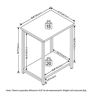 Furinno Simplistic Metal Frame End Table, 1-Pack, Amber Pine