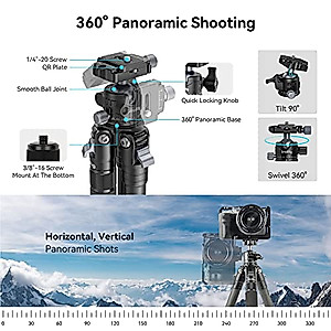 SmallRig 54" Lightweight Compact Carbon Fiber Tripod with Detachable Monopod, 360° Ball Head, Quick Release Plate, Load up to 26.5 lbs/12 kg, for Canon for Sony, DSLR Camera, Phone, Camcorder-4060