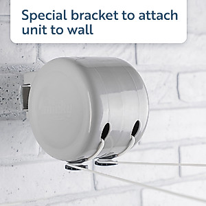 Minky Homecare Outdoor Retractable Dual Clothesline Heavy Duty PVC Coated Energy and Space Saving Removable Laundry Drying Line, 2 x 49 Feet, Gray