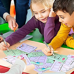 126 Cards Tap and Write CVC Words Flash Cards Laminated Tracing Practice Card Learning Letter Cards CVC Flashcards with 3 Rings for Kindergarten Preschool Kids, 8 x 4 Inch