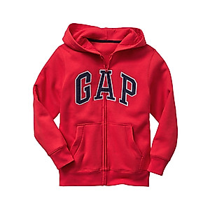 GAP boys Logo Hoodie Zip Sweatshirt, Pure Red V2, Small US