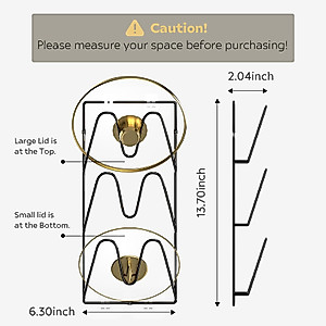 Jusgem 2 Pack Pot Lid Organizer Rack, 6-Tier Pots and Pans Lid Holder Organizer inside Cabinet or Wall/Door, No-Drill Adhesive Mount for Kitchen Storage (Black)