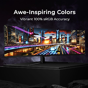 Deco Gear 49" Curved Ultrawide 5K Gaming Monitor, 32:9, 120 Hz, 101% NTSC 100% sRGB, Adjustable, Home Office and Entertainment Workstation