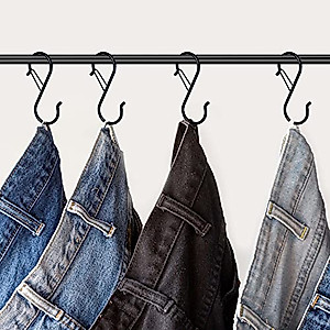 18 Pack S Hooks for Hanging, 3.5 Inch Heavy Duty Black S Hooks with Safety Buckle Design, S Shaped Hooks for Pot Rack, Closet Rod, Hanging Clothes, Kitchen Utensil, Plants, Bags, Towels