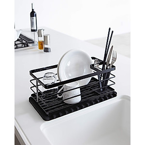 Yamazaki Home Self Draining Tray-Drying Board, Dish Drainer Mat, One Size, Black