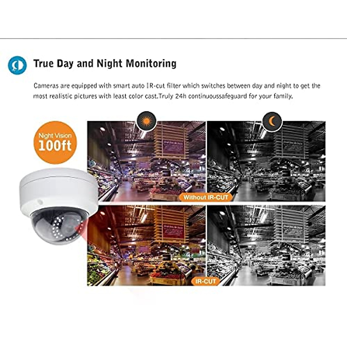 5MP PoE IP Dome Security Camera, 2.8mm Wide Angle, H.265 IP66 Waterproof Built-in Micphone/Audio, Compatible with Hik Vision NVR, Not PTZ Camera