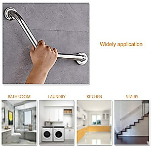 ROVATE Shower Angled Grab Bar, Bathroom Safety 17-Inch Stainless Steel Bathtub Grip, Chrome