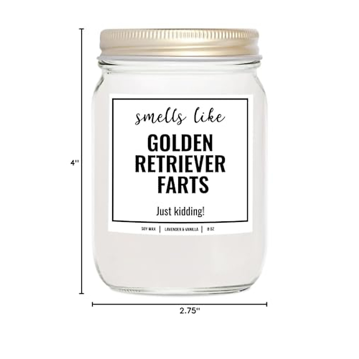YouNique Designs Smells Like Golden Retriever Farts 8oz Soy Candle - Dog Farts Candle Gifts for Golden Retriever Lovers - Golden Retriever Gifts for Women, Men, Dog Lovers (Lavender & Vanilla)