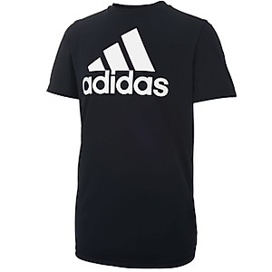 adidas Boys' Short Sleeve AEROREADY Performance Logo Tee T-Shirt, Black, Medium