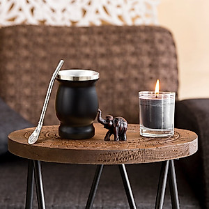 Mumufy 2 Pcs Yerba Mate Cup Stainless Steel Mate Cup and Bombilla Set Double Wall Mate Tea Cup with Cleaning Brush, Black, 8 Oz, Easy to Clean