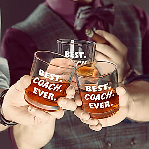 Futtumy Best Coach Ever Whiskey Glass, Coach Gifts for Men, Basketball Coach Gifts, Baseball Coach Gifts, Best Coach Gifts for Soccer Softball Volleyball, 10 Oz