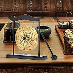 Xiaoling Zen Chinese Table Gong - Zen Art Brass Feng Shui Desktop Gong, Mini Percussion Desk Gong with Mallet, Wind Chime Percussion Instruments, for Home Decor Housewarming Gift