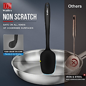 Walfos Silicone Spatula Set of 5 - (600°F) High Heat Resistant Kitchen Scraper Spatulas, One-Pieces Seamless Design, Perfect for Cooking Mixing & Baking - BPA Free and Dishwasher Safe,black