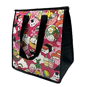 Pink Lei Hawaiian Themed Reusable Non-Woven Insulated Lunch Bag (Small, Ono-Pk)