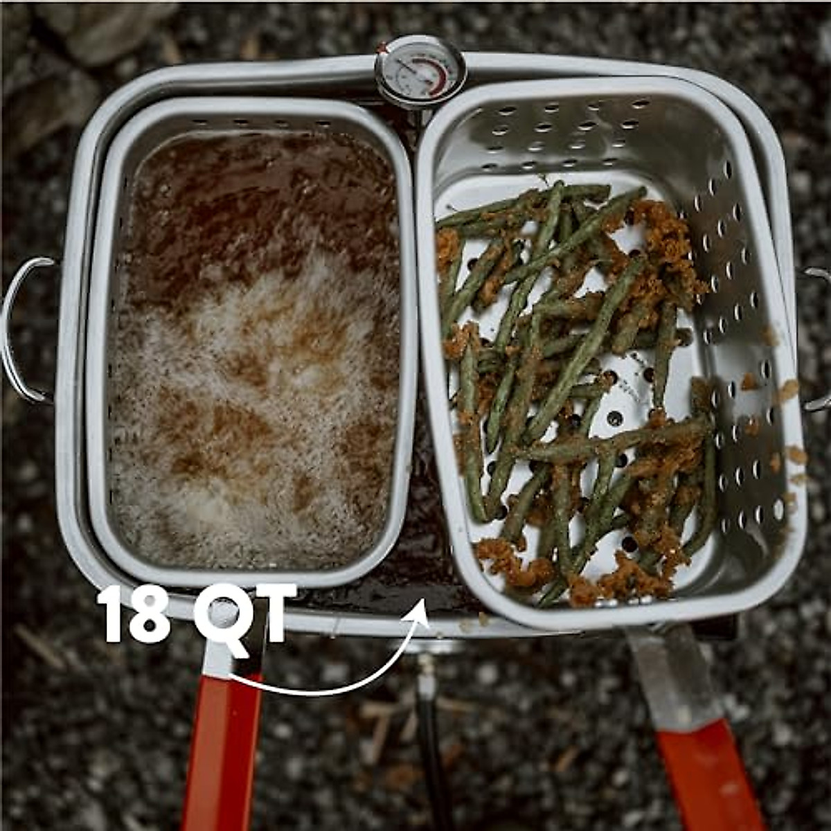 Gas One Double Fryer with 2 Baskets Propane Burners for Outdoor Cooking – Heavy Duty 18Qt Aluminum Pot Outdoor Deep Fryer with Cast Iron Burner – Propane Deep Fryer with Thermometer