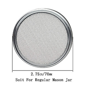 4 Pack Stainless Steel Sprouting Jar Strainer Lids - Regular Mouth Mason Jar Screen Sprouting Kit Lids - for Growing Bean, Broccoli, Alfalfa, Salad Sprouts and More