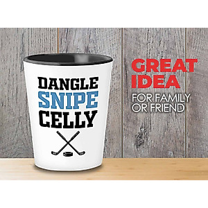 Bubble Hugs Hockey Shot Glass 1.5oz - Dangle Snipe Celly - Funny Hilarious Quote for Ice Hockey Player Coach Fan Hockey Puck Sports Lover