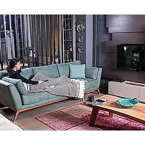 Rumi&Shams Cotton Throw Blankets | Turkish Blanket (52x70 Inches - 8 Colors) | 100% Turkish Cotton Sofa Throw | Striped Chevron Pattern | Summer Throw Blanket | Black Throw Blanket for Couch