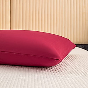 ERZRGA Red Duvet Cover Twin, 100% Washed Microfiber Red Bedding Set 3 Pieces Solid Duvet Cover, 1 Duvet Cover with 2 Pillowcases, with Zipper Closure, Ultra Soft Feel Natural Wrinkled (Red, Twin)