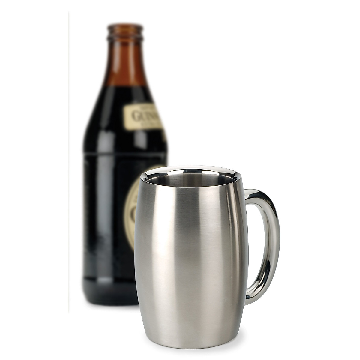 RSVP International Brushed Stainless Steel Barware Collection, Double Wall Beer Mug