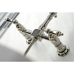 Kingston Brass KS1266ALBS Heritage Bridge Kitchen Faucet, Polished Nickel