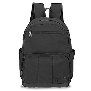 Wrangler Industry Backpack Classic Logo Water Resistant Casual Daypack with Padded Laptop Notebook Sleeve (Black)