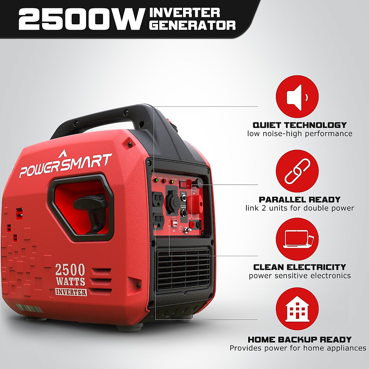 PowerSmart 1200W Portable Generator with 2-Stroke Engine, Ultralight & Carrying Handle, EPA & CARB Compliant