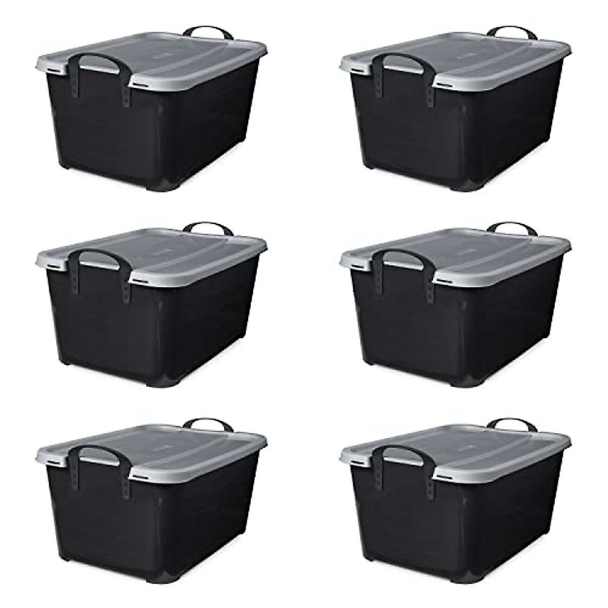 Life Story Multi-Purpose 55 Quart Stackable Storage Container with Secure Snapping Lids for Home Organization, Black (6 Pack)