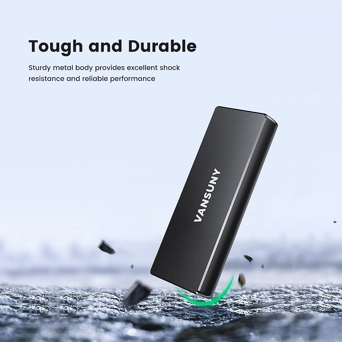 Vansuny 500GB USB 3.1 Portable External SSD, 430MB/s High-Speed USB C Mini Metal Portable External Solid State Drive for PC, Laptop, Phones and More