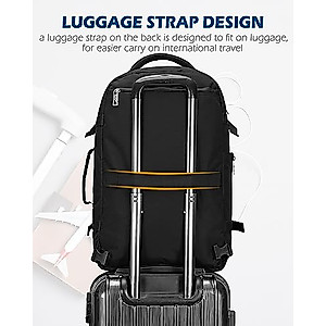 Hynes Eagle Travel Backpack 40L Flight Approved Carry on Backpack Men Large Cabin Weekender Laptop Backpack Women 15.6 inches Black with 3PCS Packing Cubes Set Black