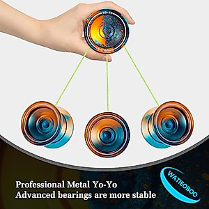 WATIEOBOO M18 Responsive & Professional Unresponsive Yoyo - Kids 8-12 & Adults Pro Metal Trick Yoyo with Yo Yo Bearing Kit, 10 Strings, Case & Gloves (Green, Yellow, Black)