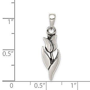 Auriga Fine Jewelry 925 Sterling Silver Antiqued Tulip Pendant (L- 28 mm, W- 8 mm) Gift for Women