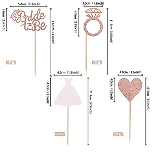 24 PCS Bride to Be Cupcake Toppers with Heart Ring Dress Bridal Shower Cupcake Picks Wedding Engagement Bachelorette Party Cake Decorations Supplies